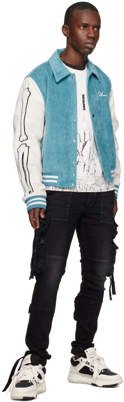 AMIRI Blue Bones Varsity Bomber Jacket Amiri