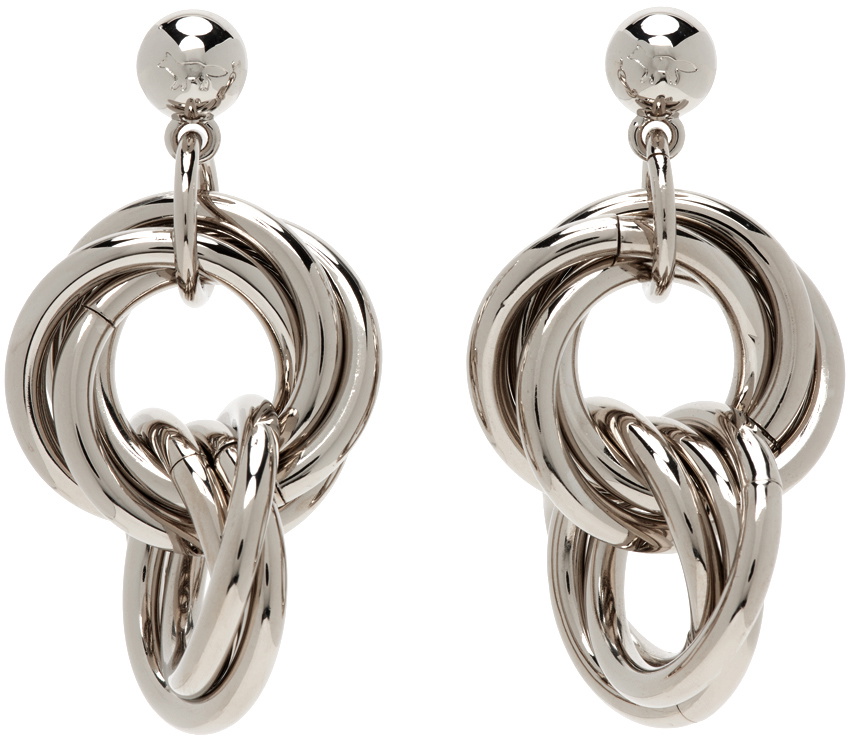 Maison Kitsuné Silver Knot Earrings Maison Kitsune