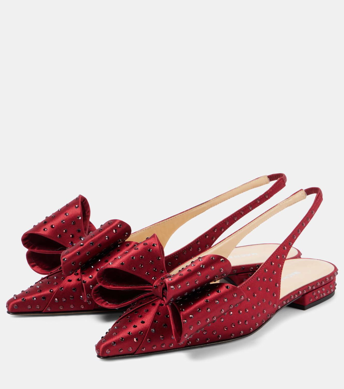 Mach & Mach Le Cadeau embellished satin slingback flats MACH & MACH