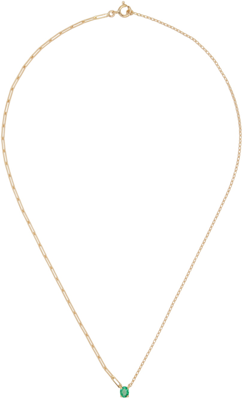 Yvonne Léon Gold Emerald Solitaire Necklace Yvonne Leon