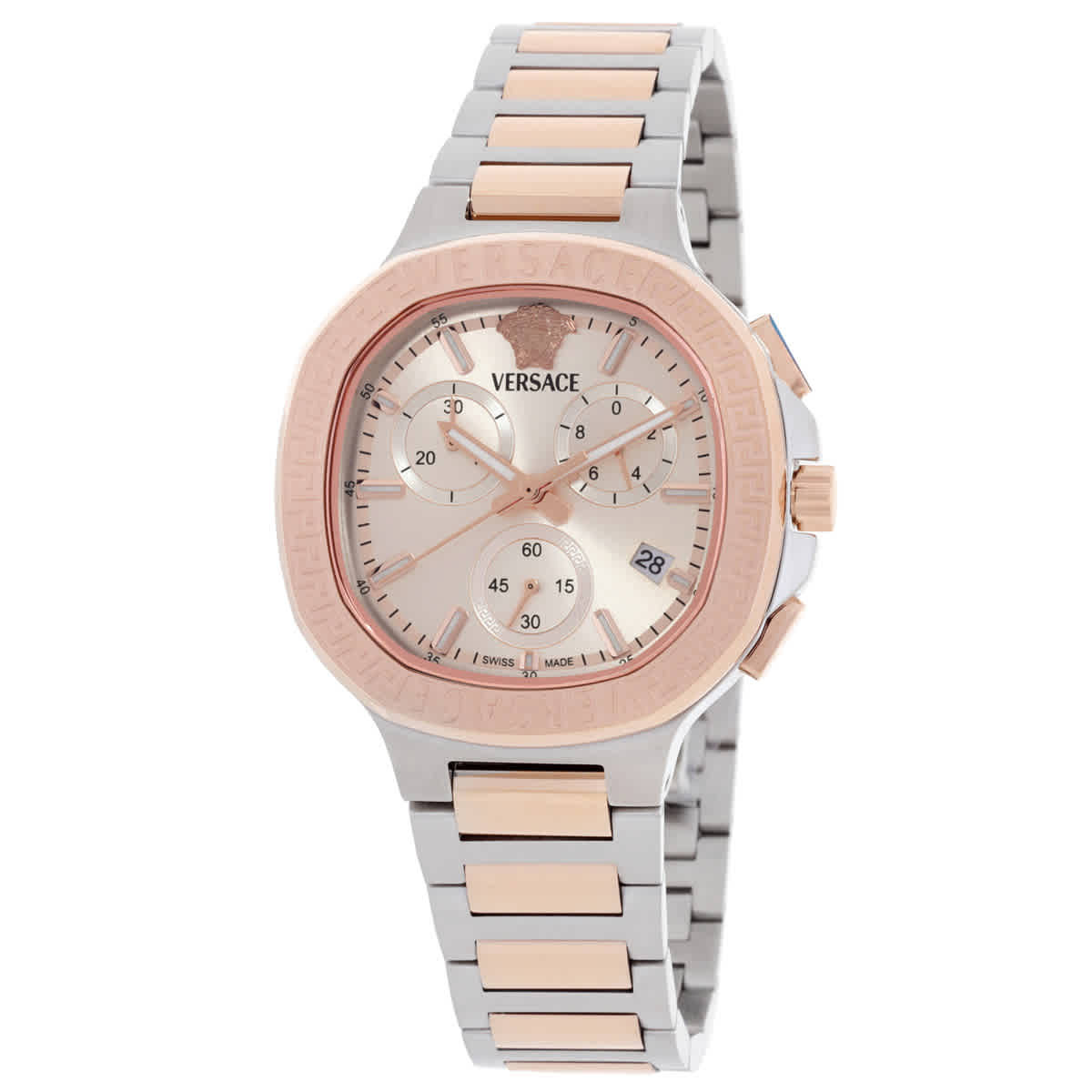 Versace V-Chrono Square Chronograph Quartz Rose Gold Dial Watch ...