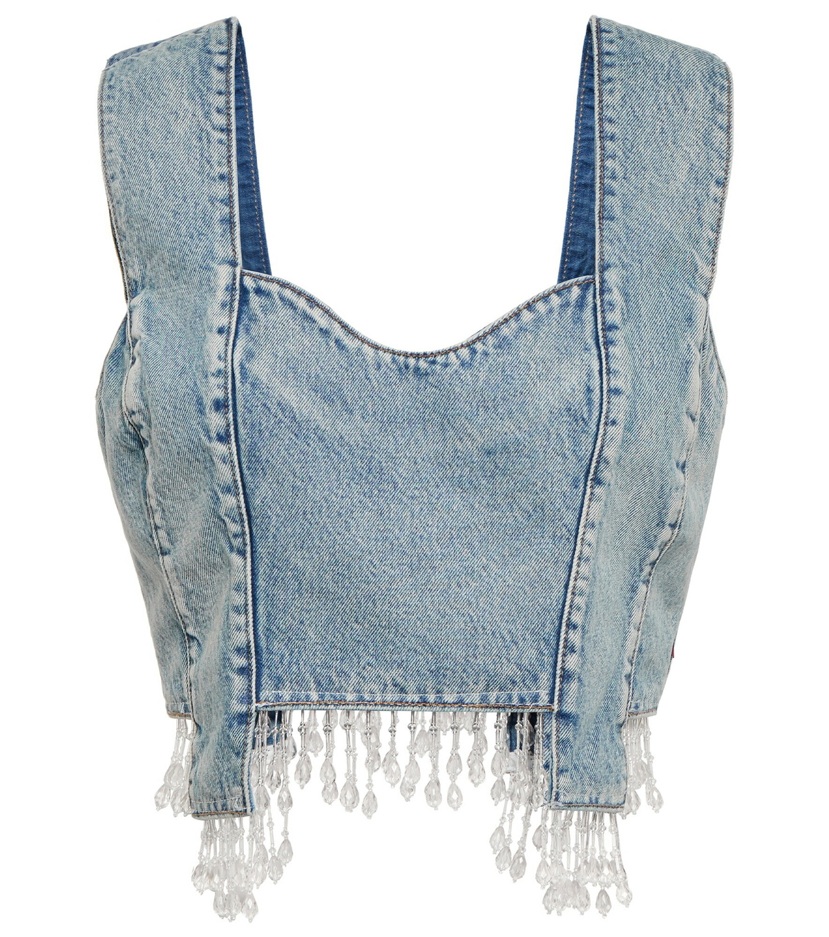 Ganni - Embellished denim crop top GANNI