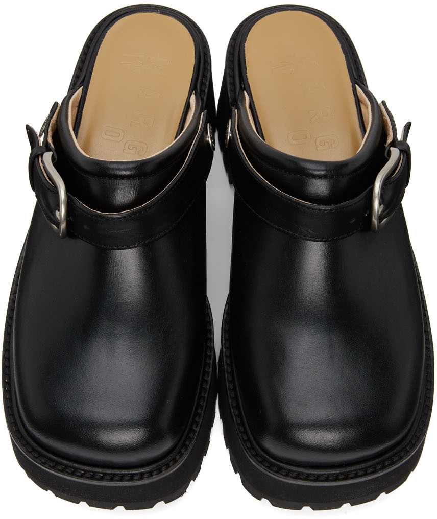 Marge Sherwood Black Leather 70s Clogs Marge Sherwood