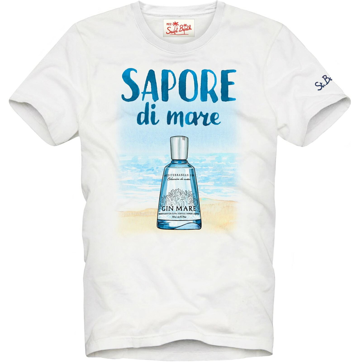 MC2 Saint Barth Man Cotton T-shirt With Gin Print | Gin Mare Special ...