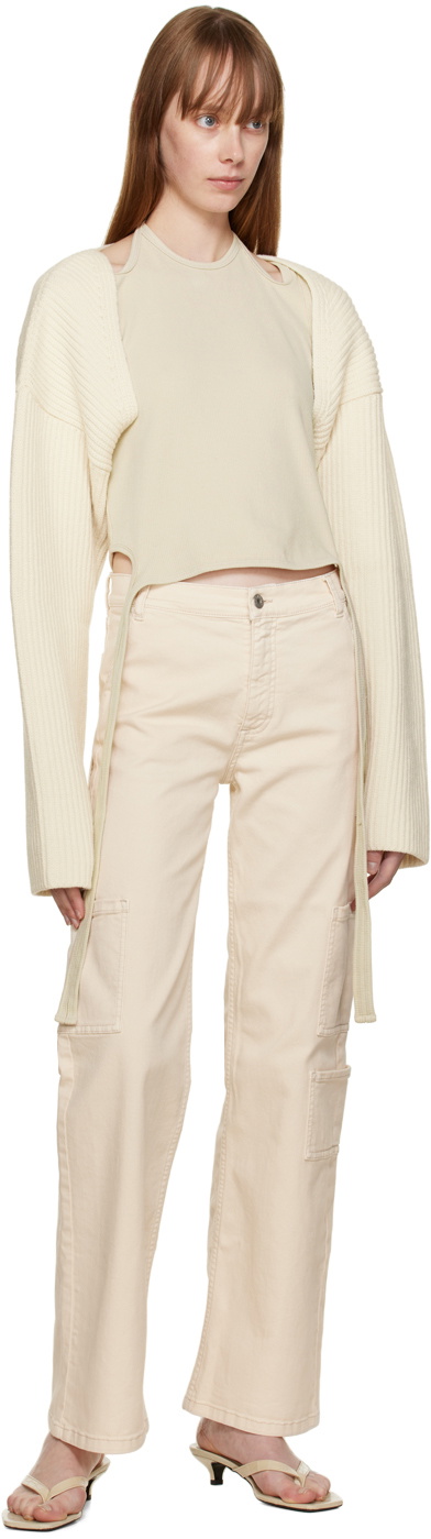 HALFBOY Beige Cold Shoulder Cardigan