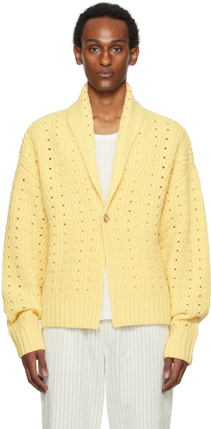 King & Tuckfield Yellow Shawl Collar Cardigan King and Tuckfield