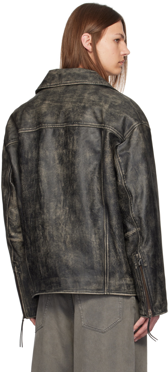 Acne Studios Black Faded Leather Jacket Acne Studios