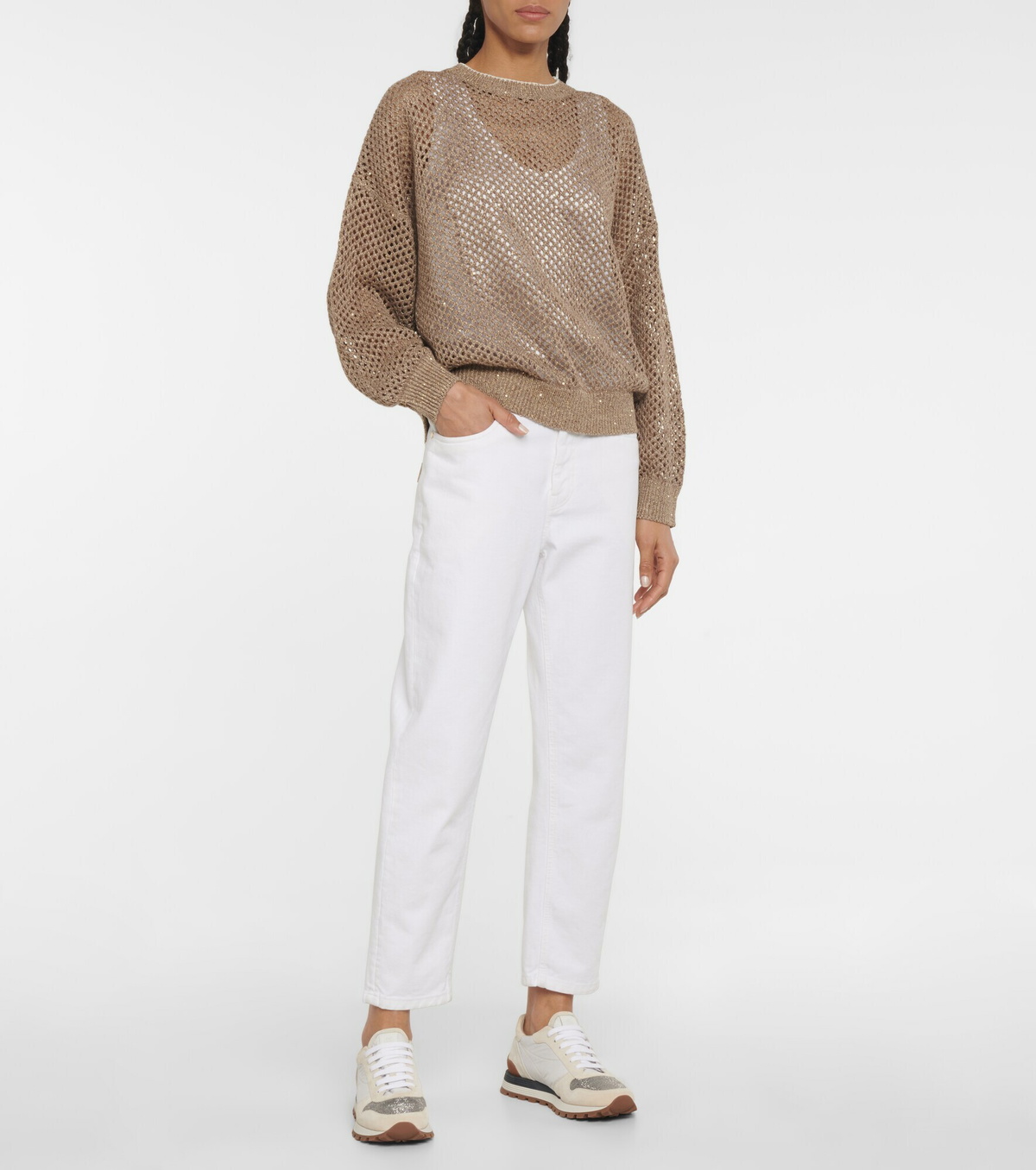 Brunello Cucinelli - Sequined open-knit sweater Brunello Cucinelli