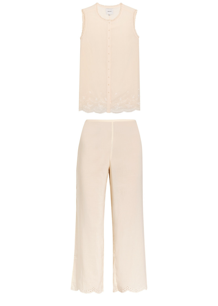 Reformation Willa Cotton-blend top and Trousers set Cream Reformation