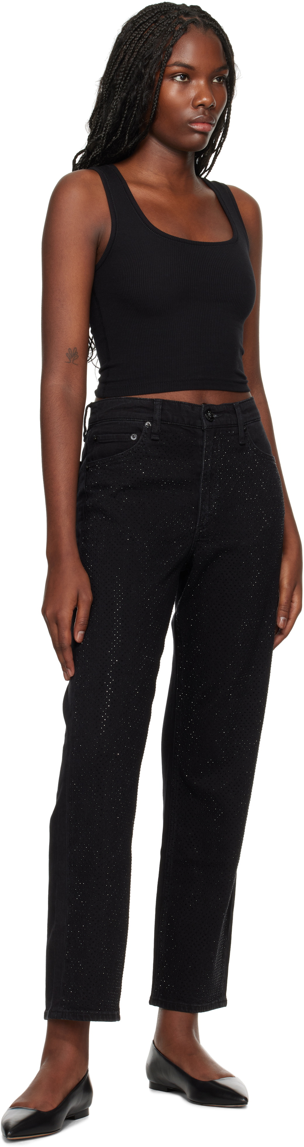 rag & bone Black Harlow Straight Jeans Rag and Bone