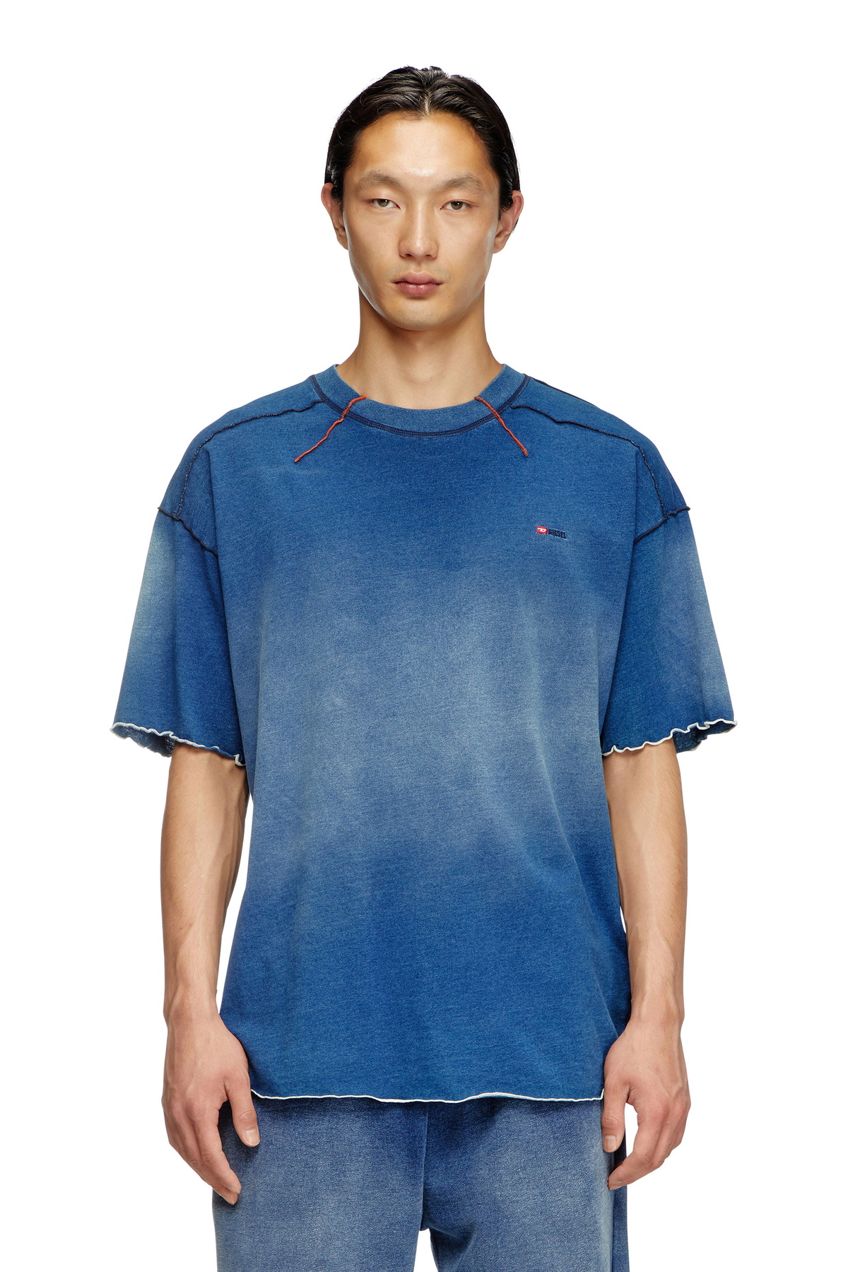 Diesel Faded T-shirt with micro logo - T-Shirts Mens in Blue Diesel