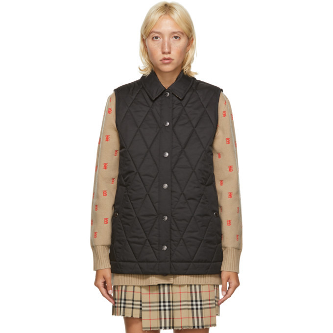 Burberry Black Quilted Cropthorne Vest Burberry