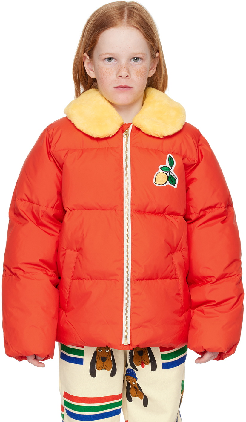 Mini Rodini Kids Red Lemons Puffer Jacket Mini Rodini