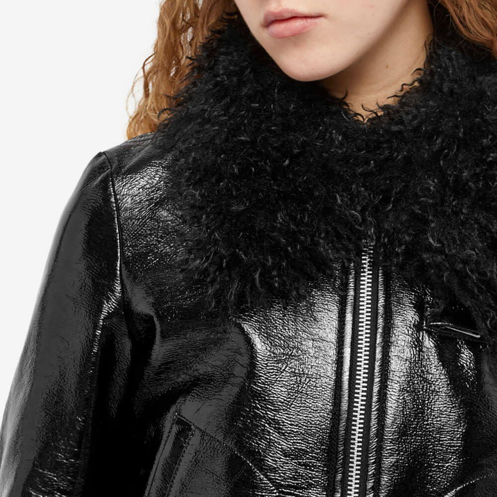 Courreges Women's Vinyl Biker Jacket With Shearling Collar in Black ...