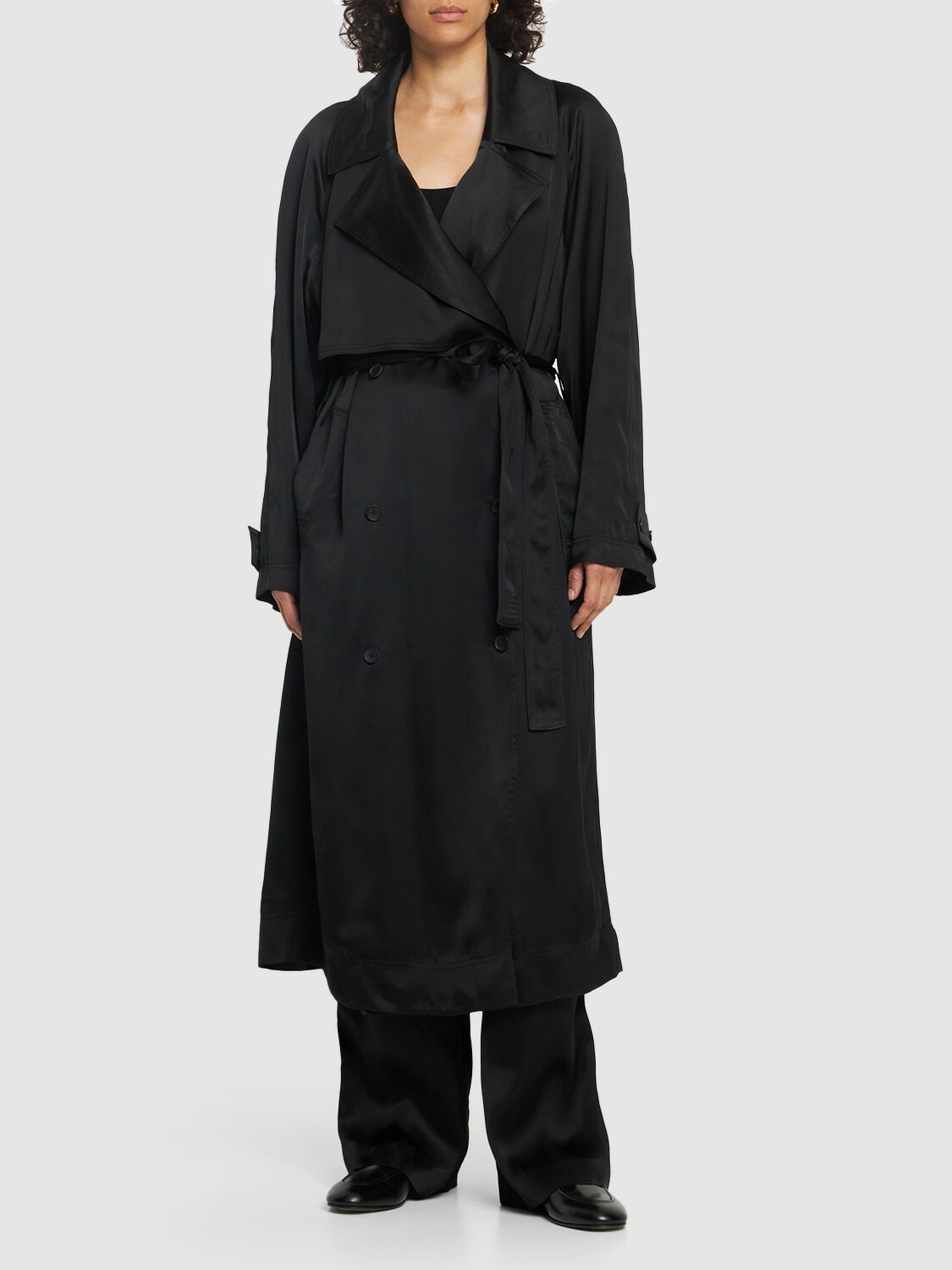 LOULOU STUDIO Lonna Double Breast Viscose Trench Coat Loulou Studio
