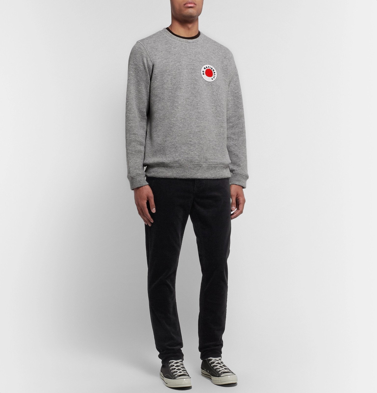 NN07 - Logo-Appliquéd Mélange Loopback Jersey Sweatshirt - Gray NN07