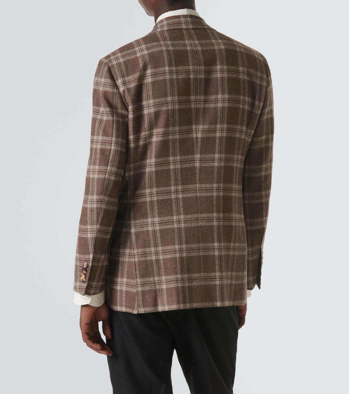 Kiton Checked wool, silk and linen blazer Kiton