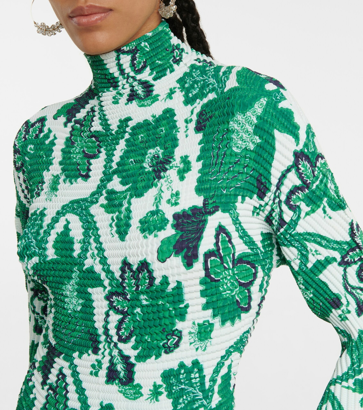 Etro - Textured floral turtleneck top Etro