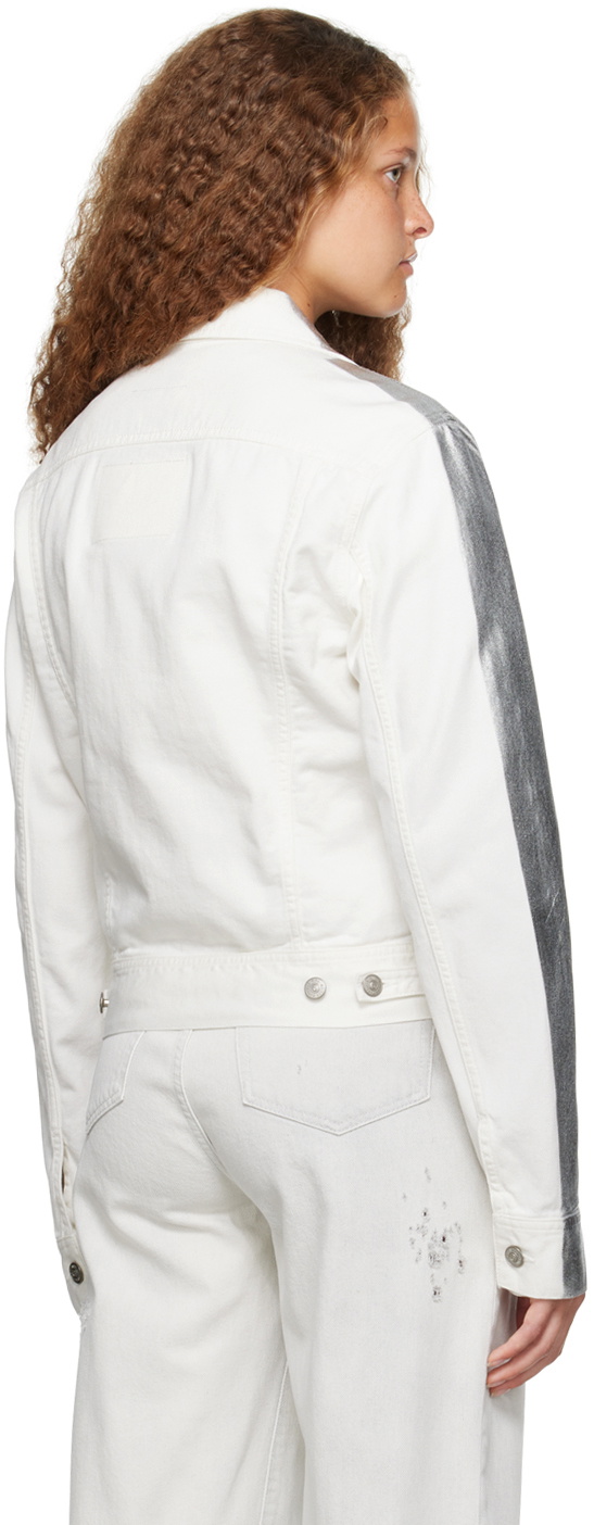 MM6 Maison Margiela White & Silver Painted Denim Jacket MM6 Maison Margiela