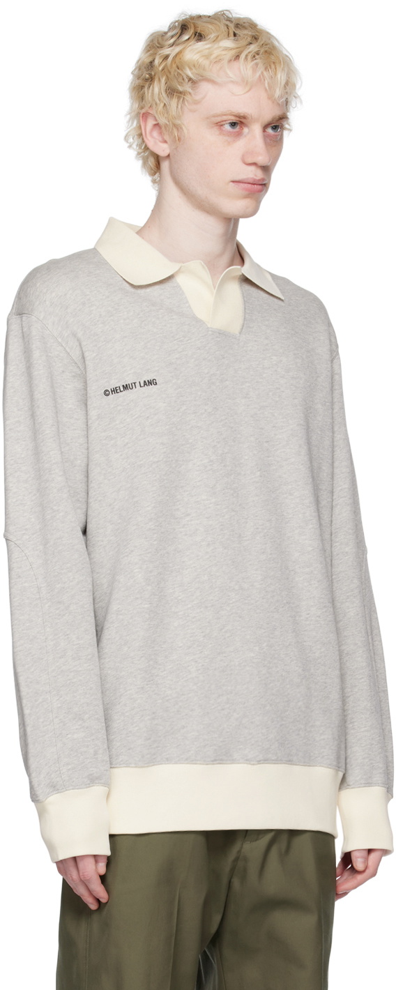 Helmut Lang Gray Contrast Trim Polo Helmut Lang