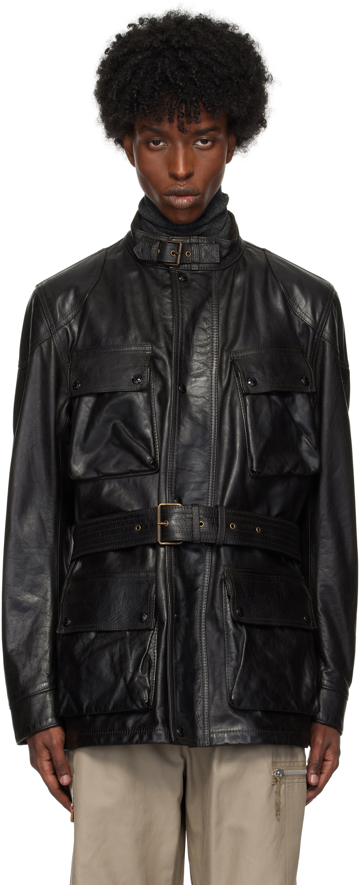 Belstaff Black Legacy Trailmaster Panther Leather Jacket Belstaff