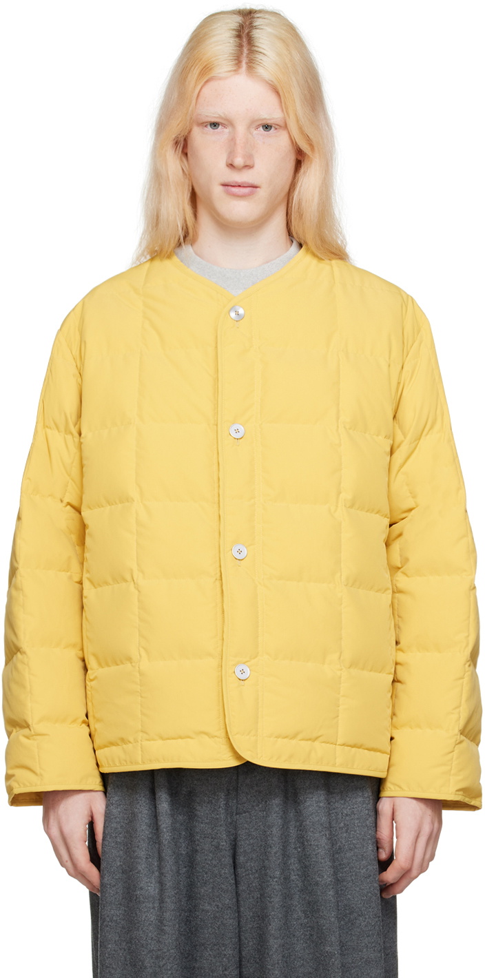 Jil Sander Yellow Collarless Down Jacket Jil Sander