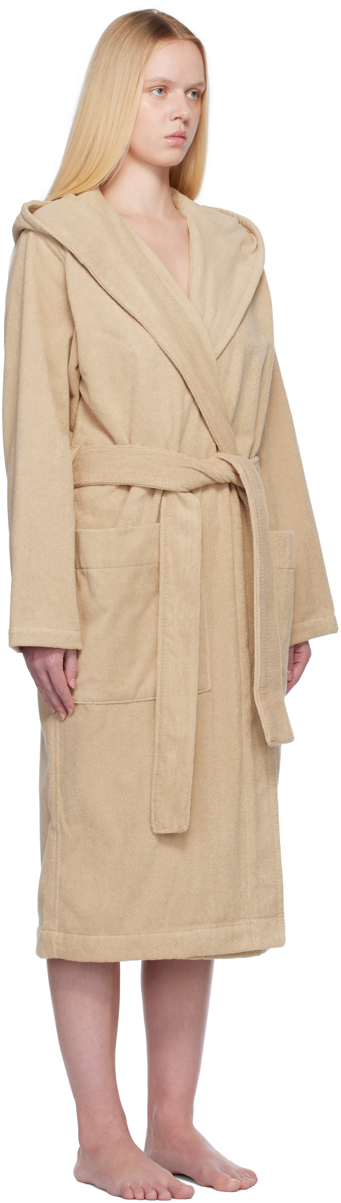 Tekla Beige Terry Hooded Bathrobe Tekla Fabrics