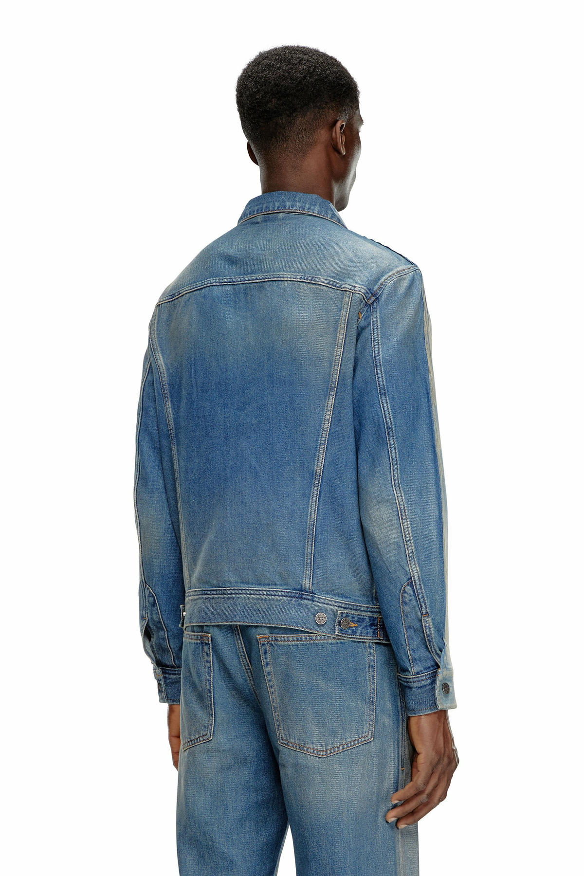 Diesel Trucker jacket in peel-off denim - Denim Jackets Mens in Blue Diesel