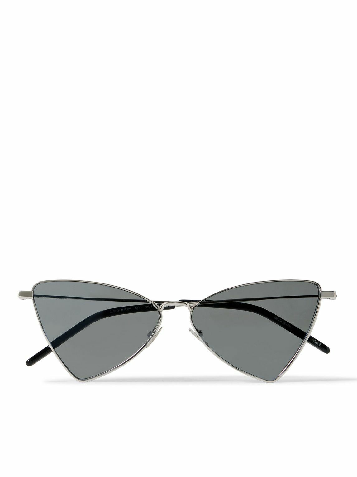 SAINT LAURENT - Triangle-Frame Silver-Tone Sunglasses Saint Laurent