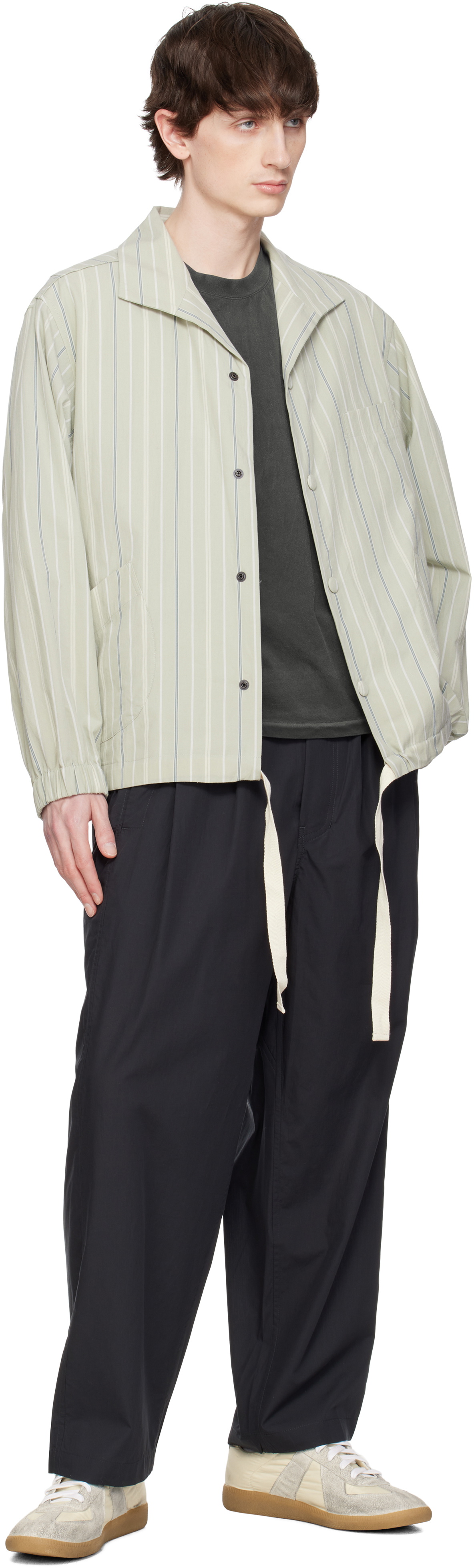 DOCUMENT Khaki Cotton Striped Coach Jacket DOCUMENT