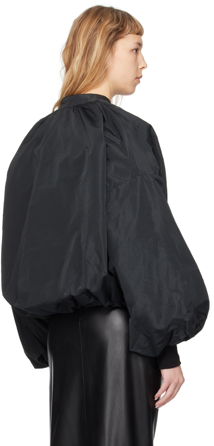 MSGM Black Balloon Sleeve Bomber Jacket MSGM