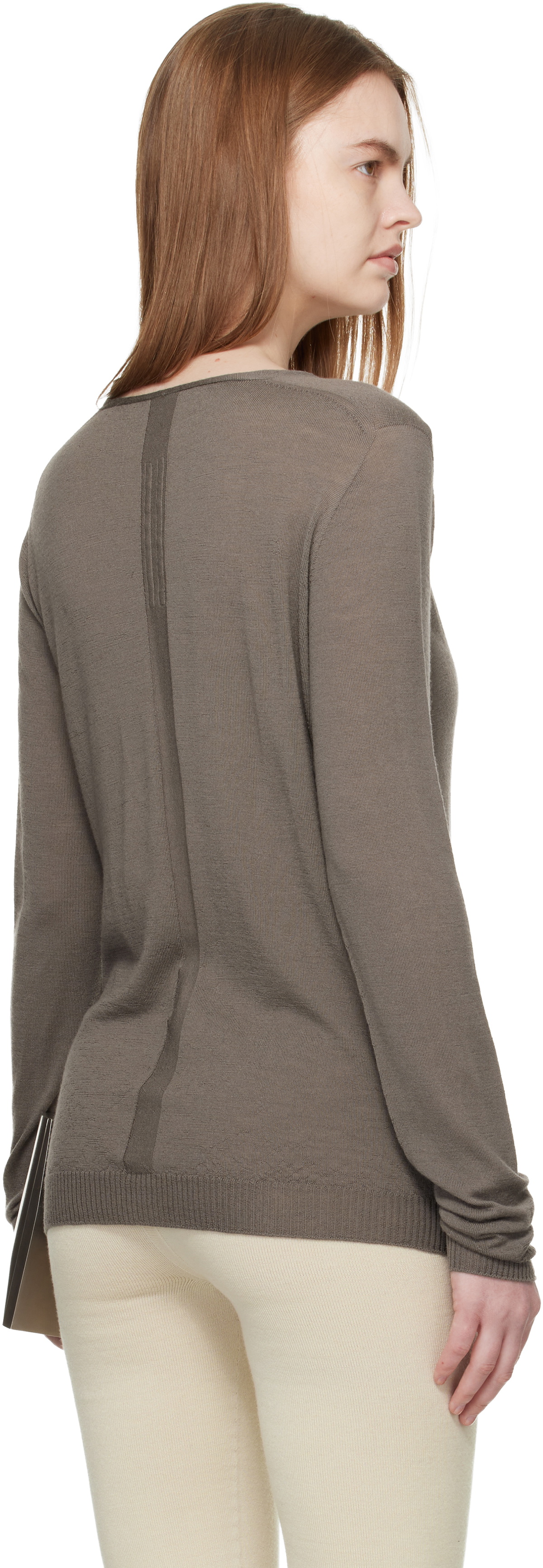 Rick Owens Gray Temple Extreme V Neck Pull Sweater Rick Owens