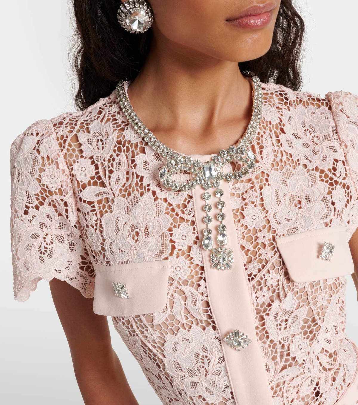 Self-Portrait Crystal-embellished lace midi dress Self-Portrait