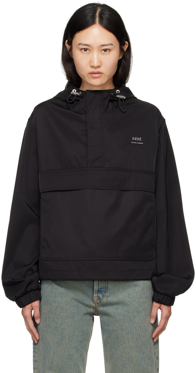 AMI Paris Black Hooded Jacket AMI