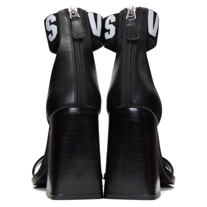 Versus Black Logo Band Sandals Versus