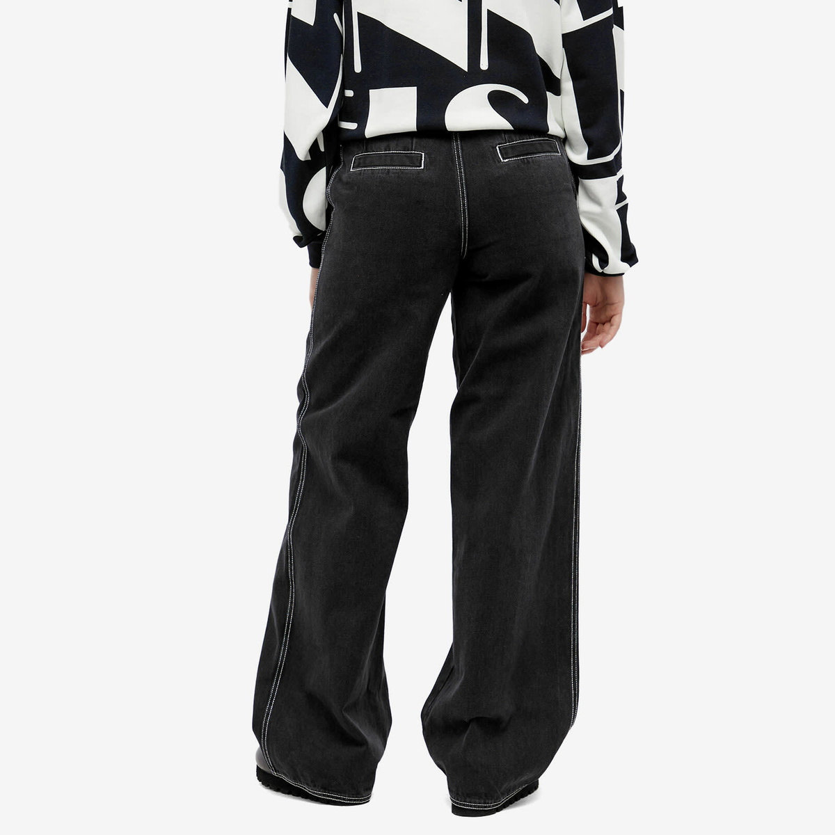 Sunnei Women's Wide Leg Jump Pant in Washed Black Denim Sunnei