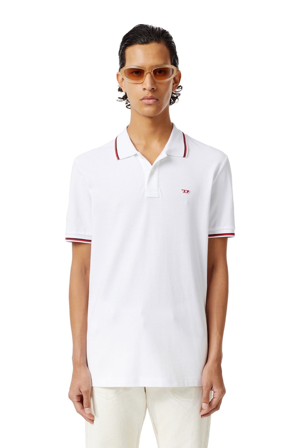 Diesel Polo shirt with D logo - Polos Mens in White Diesel