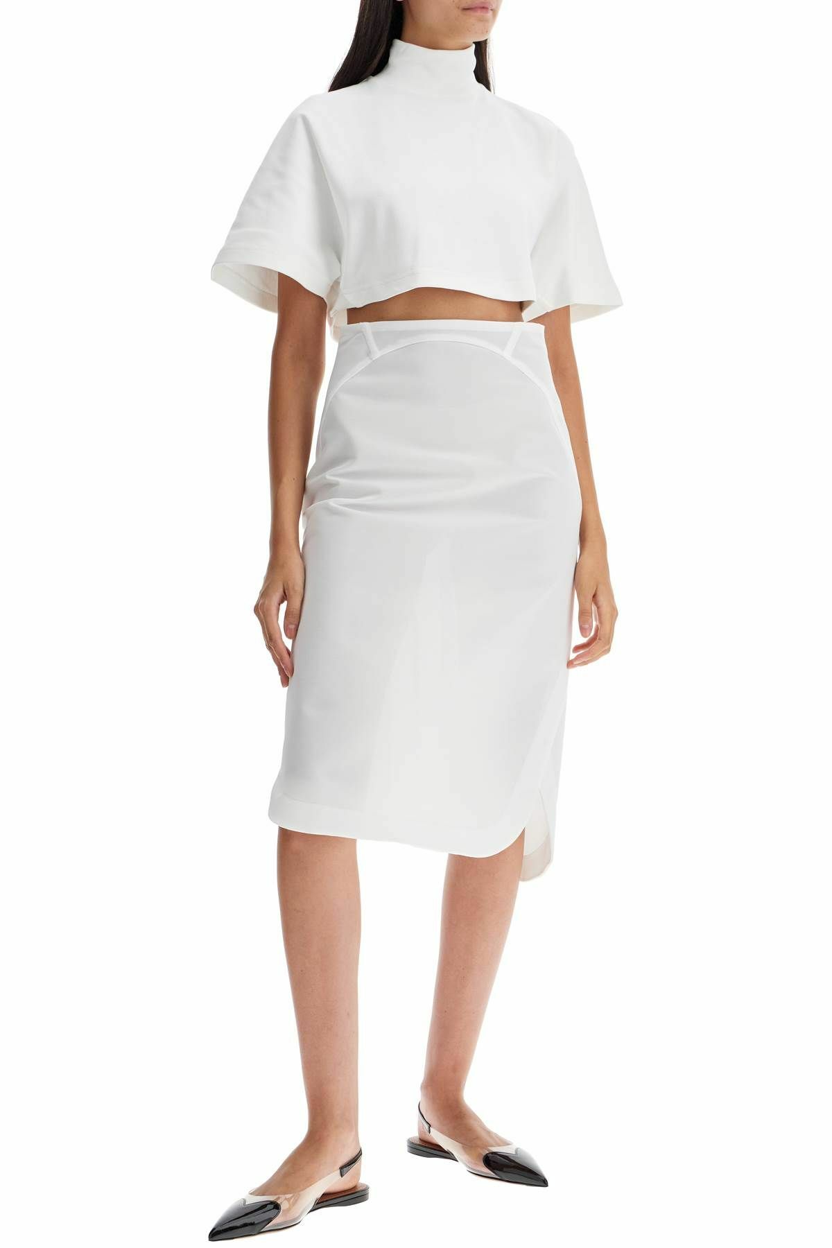 ALAIA high-neck jersey crop top White ALAÏA