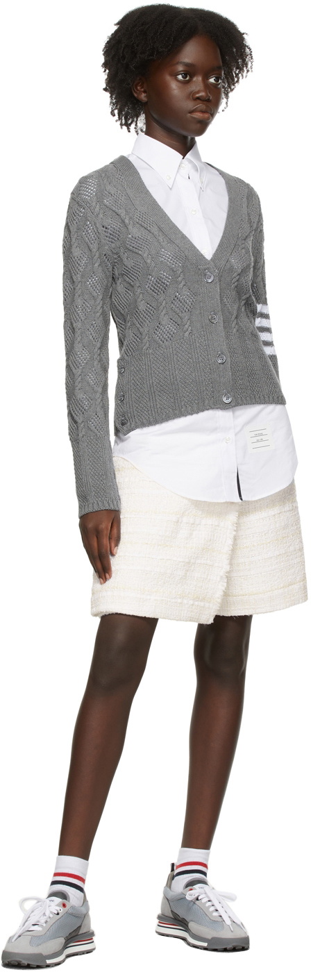 Thom Browne White Tweed Bermuda Wrap Skort Thom Browne