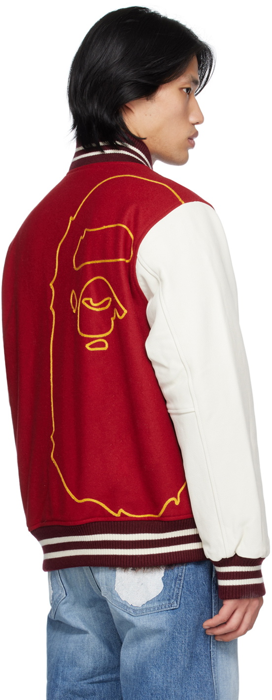 BAPE Burgundy Giant Head Bomber Jacket A Bathing Ape