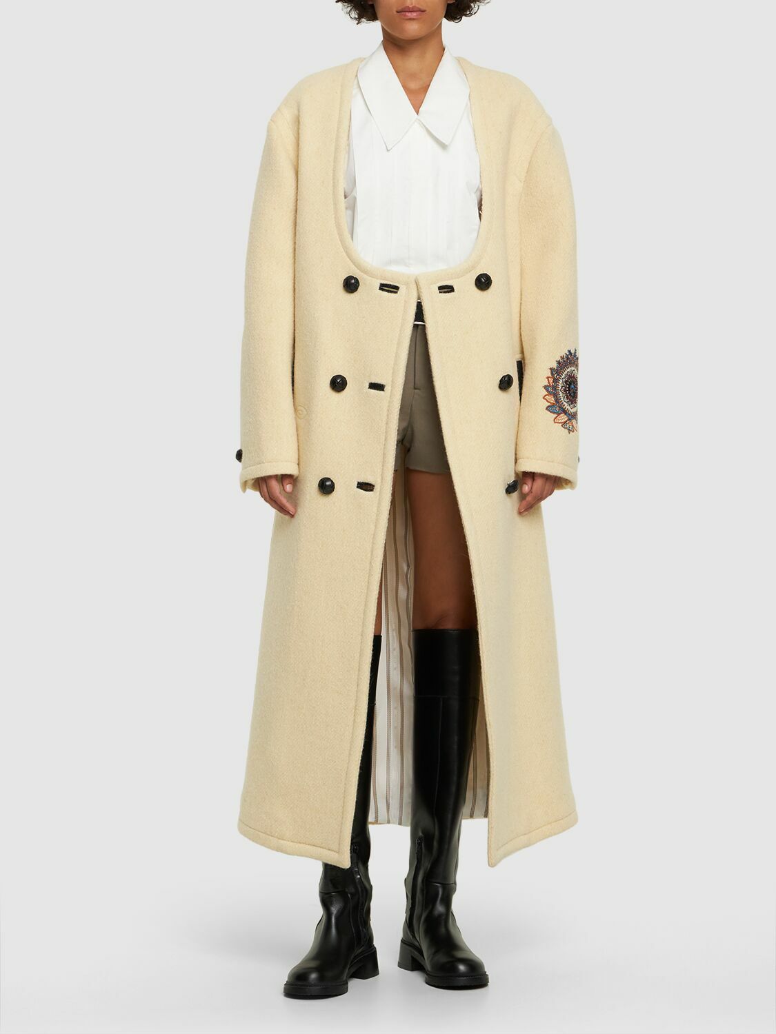 ETRO - Wool & Alpaca Open Front Long Coat Etro