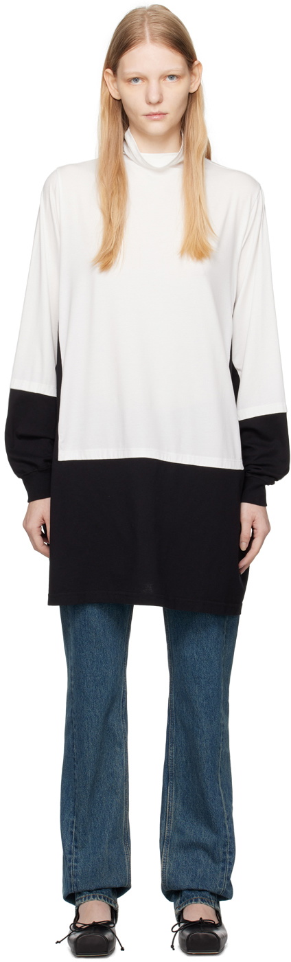 MM6 Maison Margiela White & Black Paneled Minidress MM6 Maison Margiela