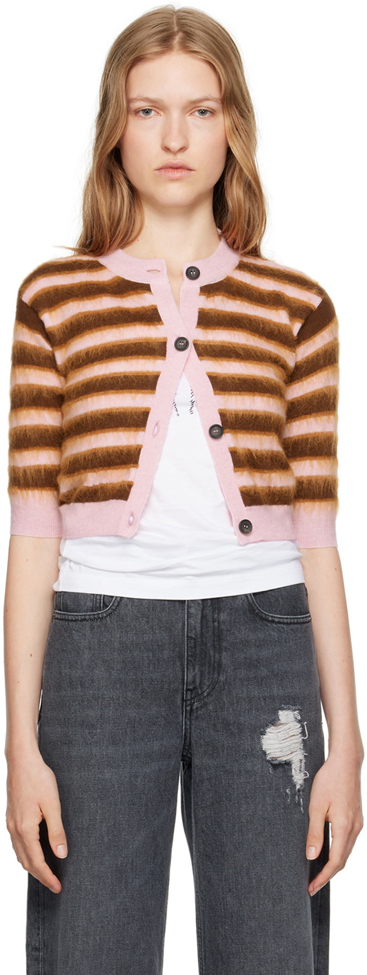 Marni Pink & Brown Striped Cardigan Marni