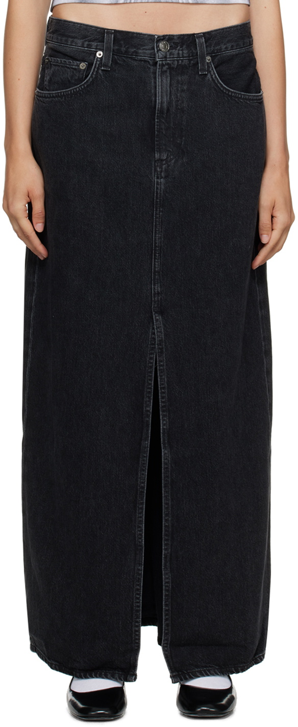 AGOLDE Black Leif Denim Maxi Skirt AGOLDE
