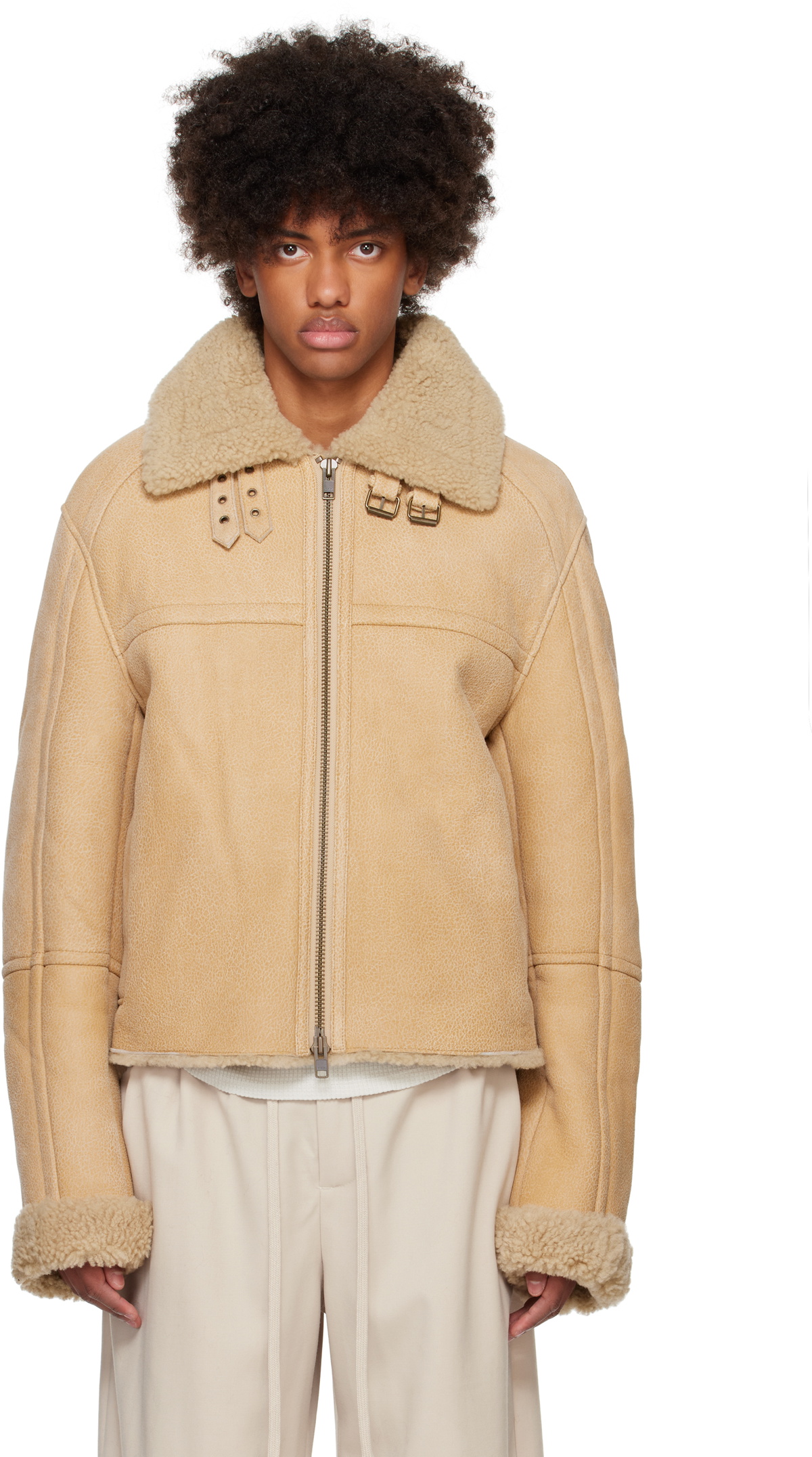 Entire Studios Beige 01 Shearling Jacket Entire Studios