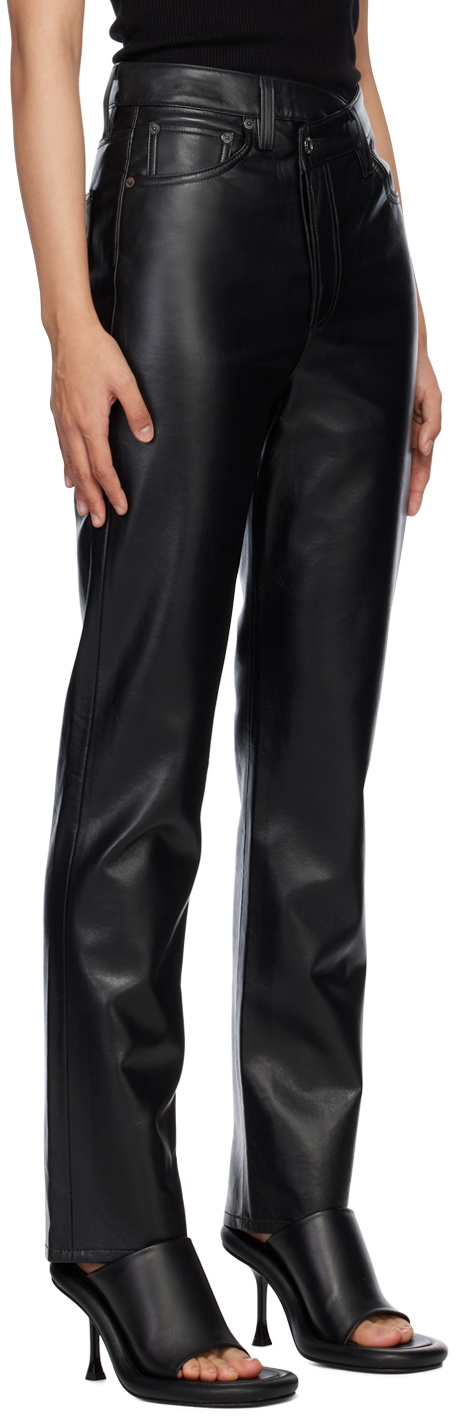 AGOLDE Black Criss Cross Leather Pants AGOLDE
