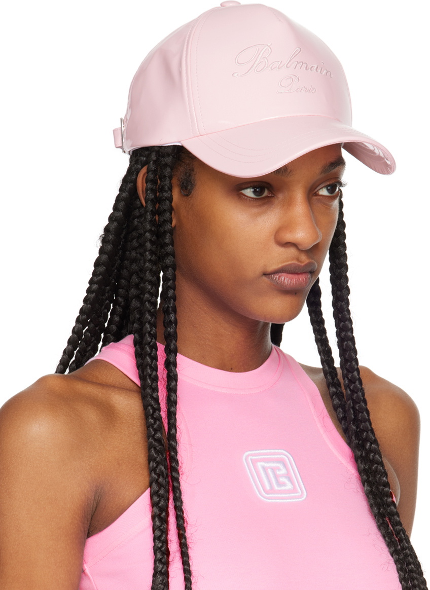 Balmain Pink Signature Vinyl Cap Balmain