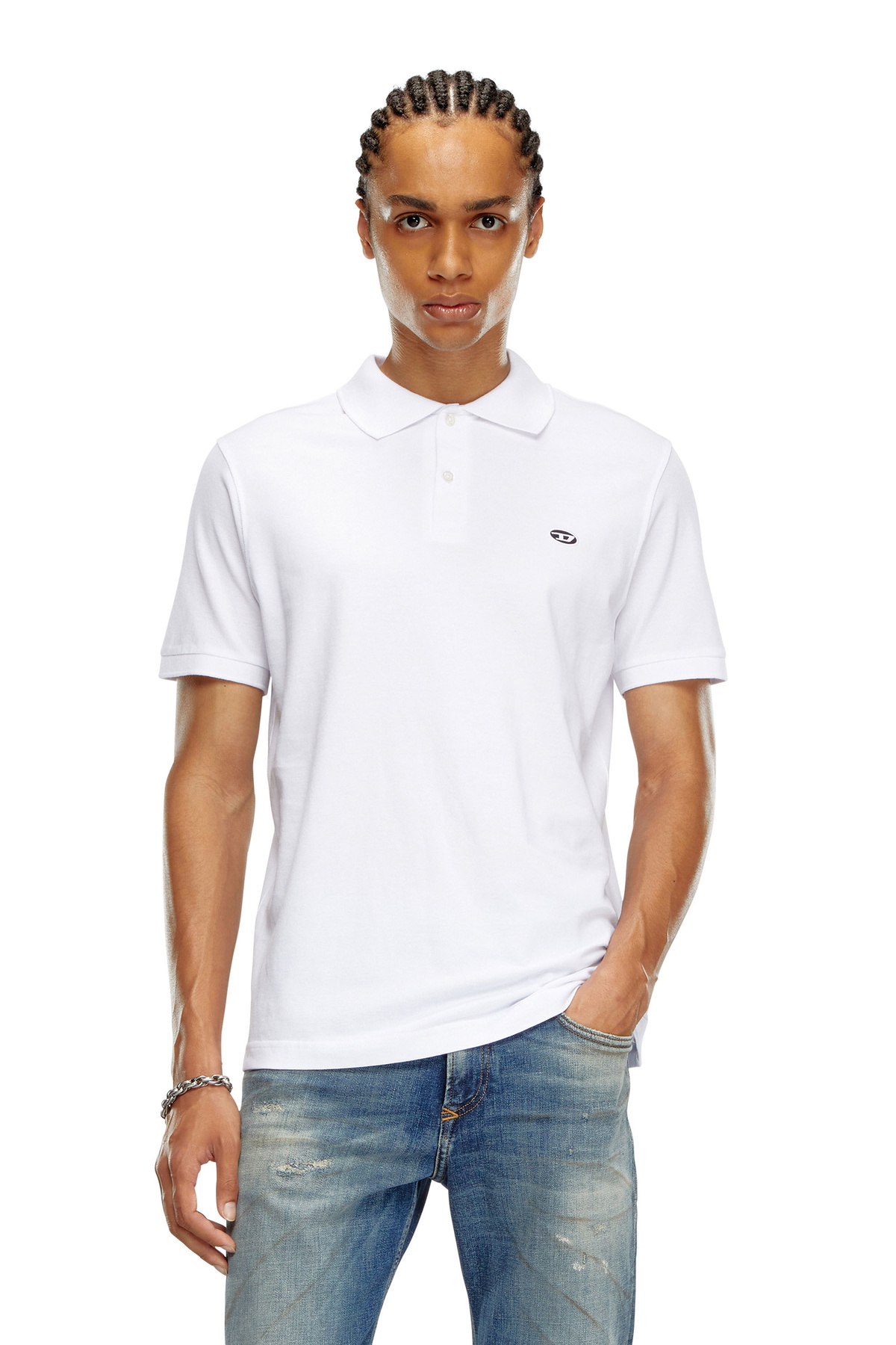 Diesel Polo shirt with Oval D patch - Polos Mens in White Diesel