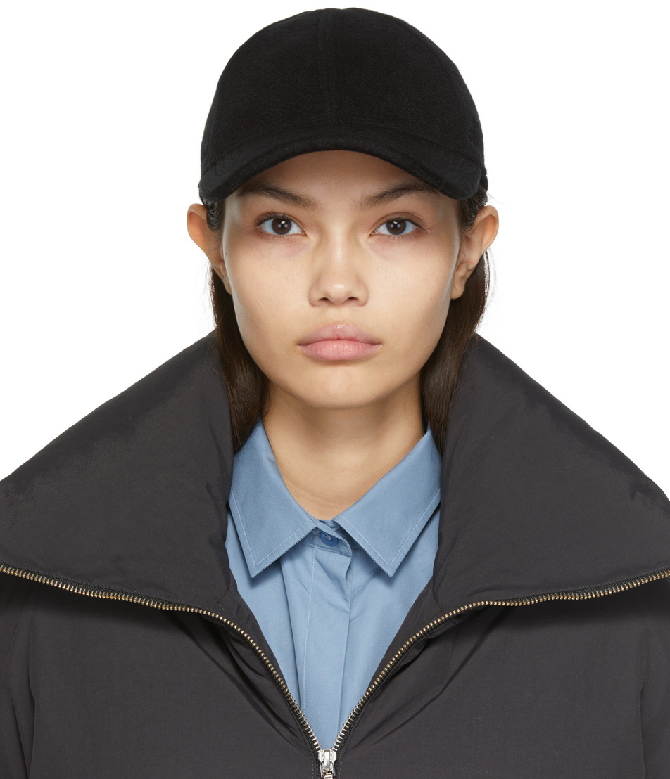 TOTEME Black Wool Double Baseball Cap Toteme