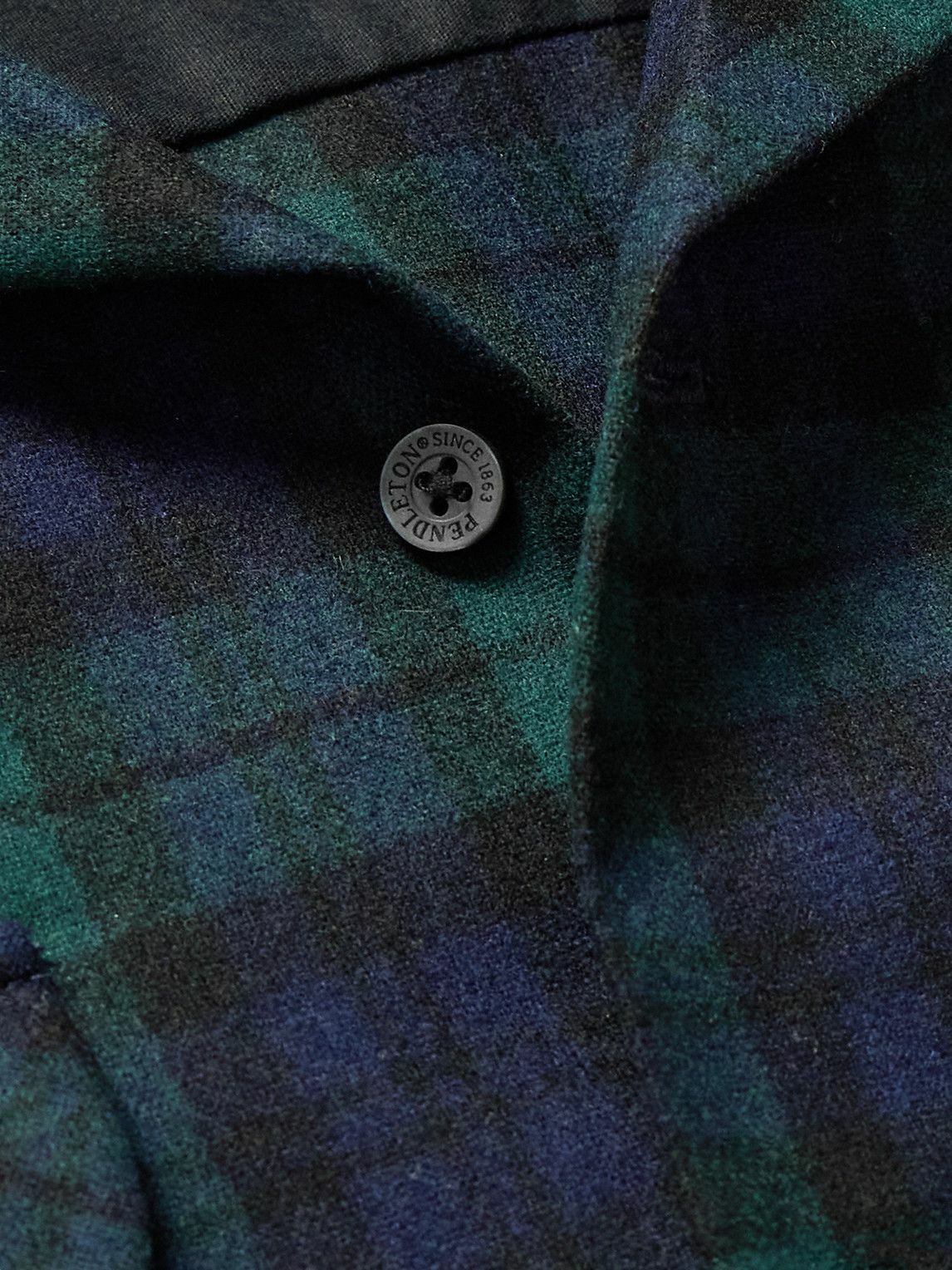 Pendleton - Board Convertible-Collar Checked Virgin Wool Shirt - Blue ...